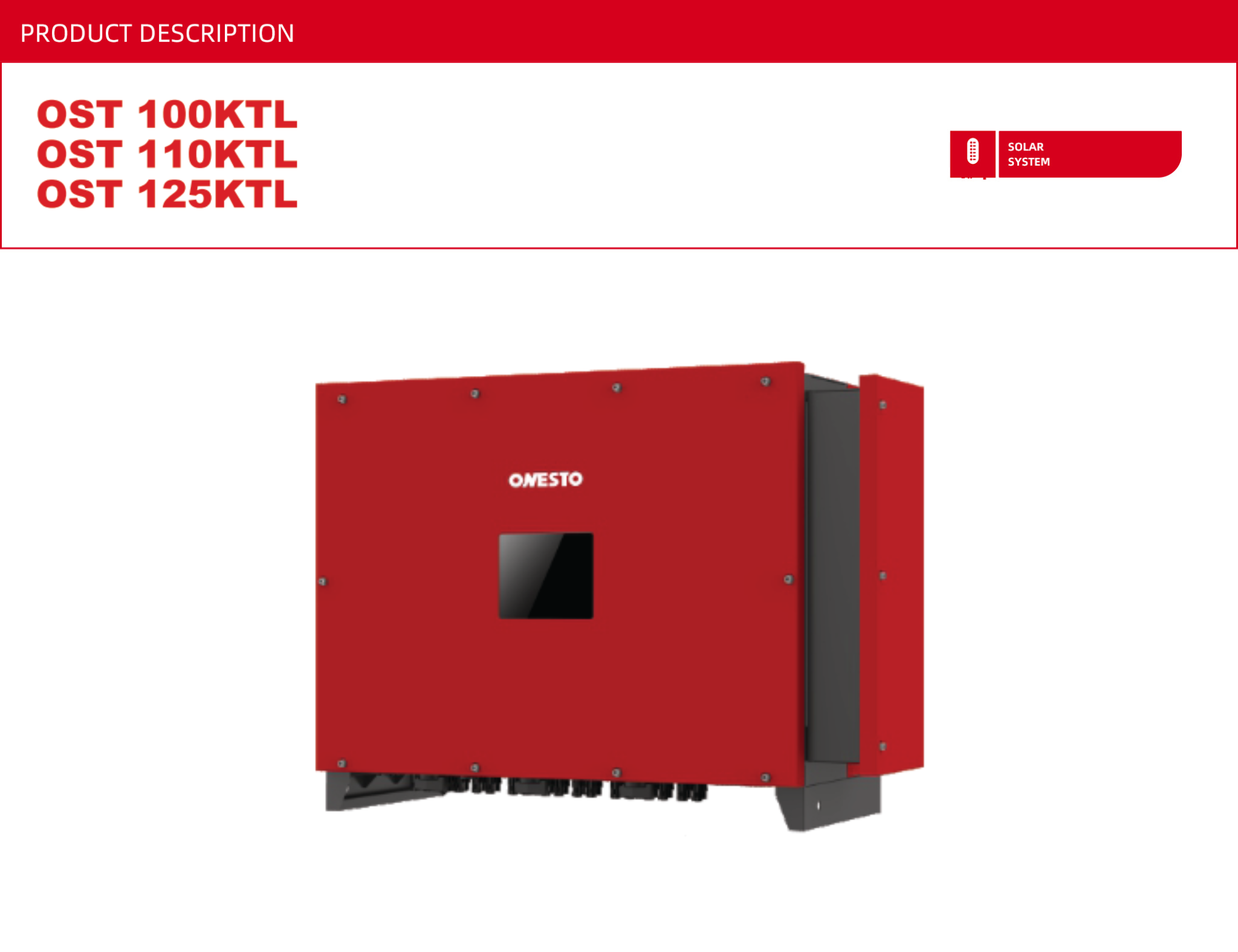 100kw 110kw 125kw Three Phase Solar On Grid Inverter