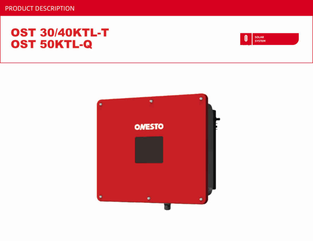 Onesto 30kw 40kw 50kw Three Phase On Grid Solar Inverter